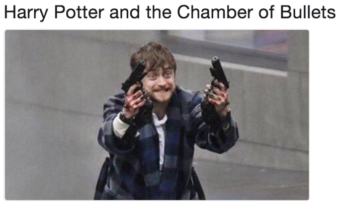 Harry Potter and the Chamber of Bullets | Daniel Radcliffe Holding Two Guns | Know Your Meme