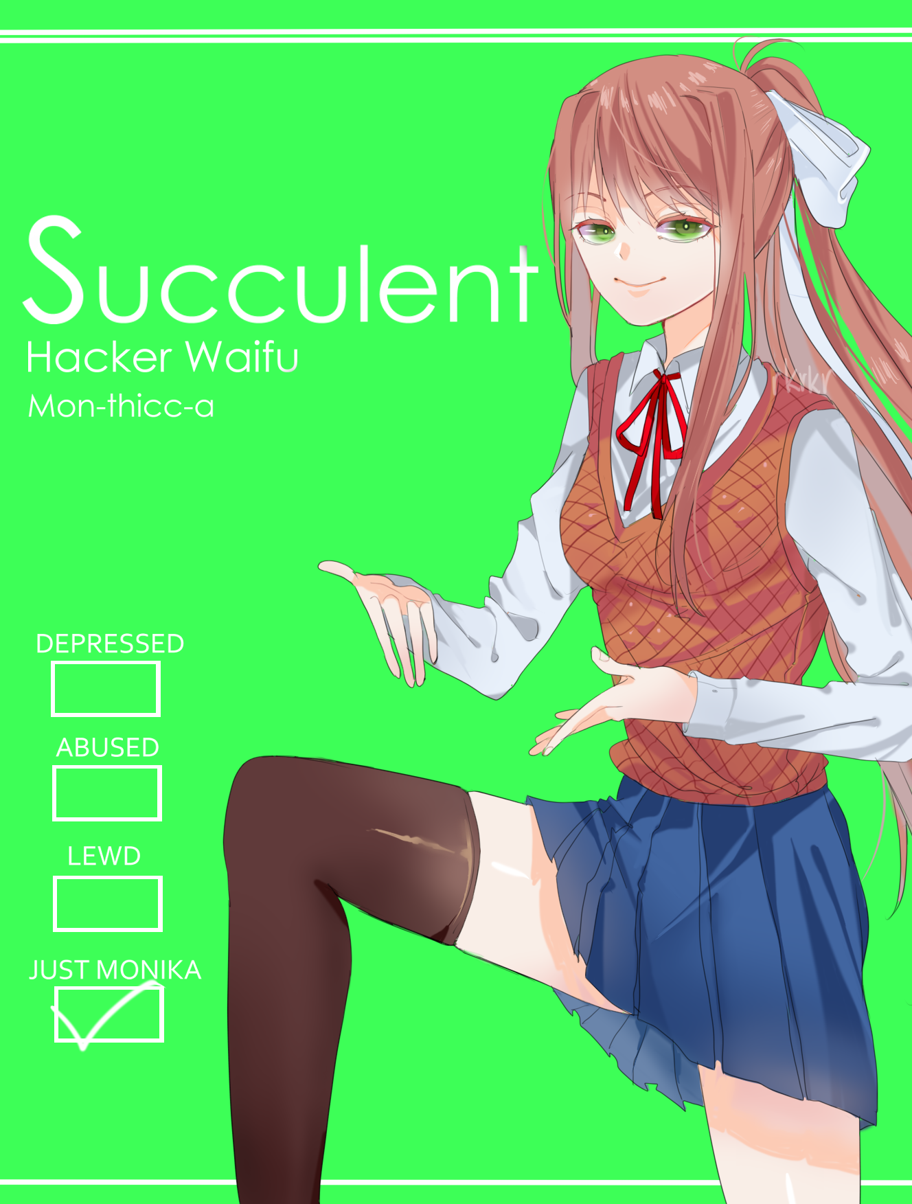 Monikas Sweet Succulent Thighs Doki Doki Literature Club Know Your Meme