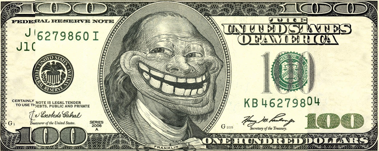 Trollface $100 Note Artwork | Trollface / Coolface / Problem? | Know ...