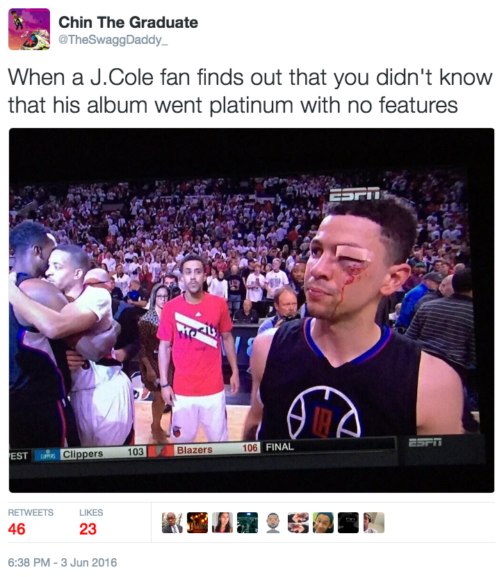 NBA | J. Cole Went Platinum With No Features | Know Your Meme