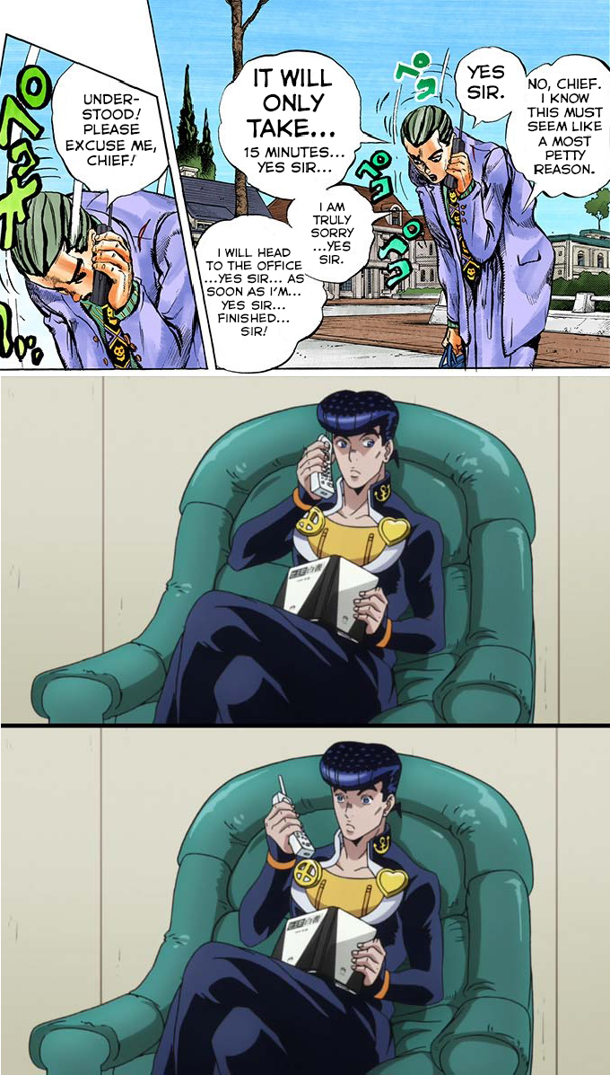 Josuke receives a call from the future | JoJo's Bizarre Adventure ...