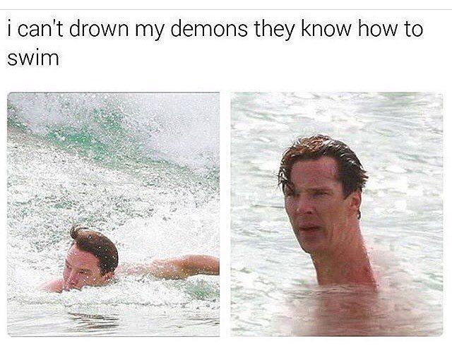 Benedict Cumberbatch Swimming | "I Can't Drown My Demons, They Know How ...