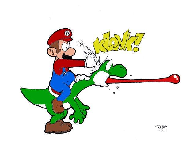 Mario hitting Yoshi | Mario Punching Yoshi | Know Your Meme