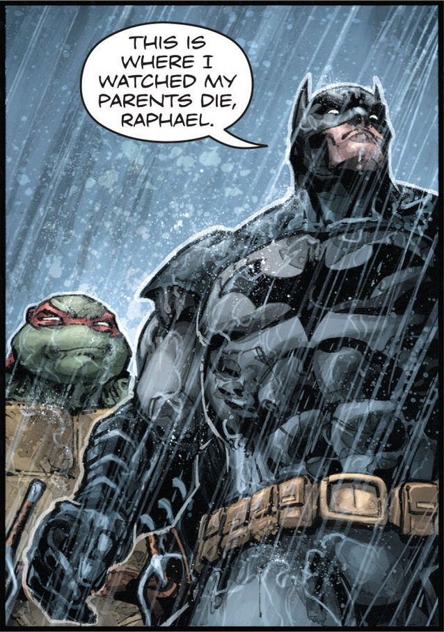 Everyone has made fun of that Batman and Raphael panel from the TMNT ...